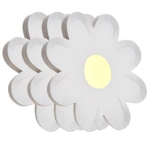 30 pieces daisy flower shape disposable plates 7inch paper plates party tableware daisy food tray daisy party dessert plates for summer spring wedding birthday baby shower bridal disposable dinnerware