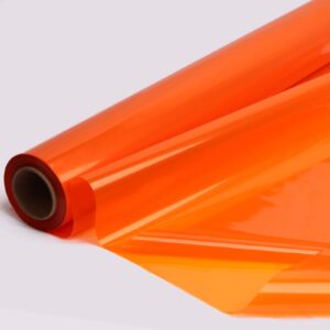 cmfyhm orange cellophane wrap roll,colorful cello 34 in wide x 100 ft long, translucent colored cellophane wrapping paper for gift baskets wrap, treats, holiday, diy arts crafts decoration (orange)