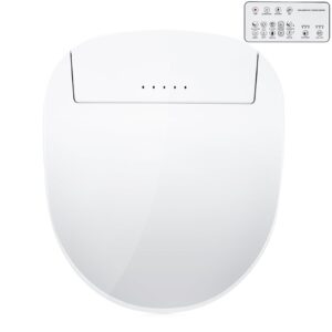 zmjh a201ds electronic smart bidet toilet seat,self cleaning hydroflush,hybrid heating,heated dryer,nightlight,vortex wash, remote control (round)