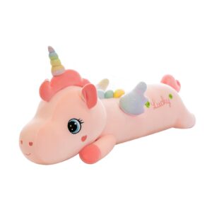 nxnynz unicorn plush stuffed animals for girls, 51.1in soft cute pink unicorn body pillow plushie toys with wings birthday gifts for kids boys