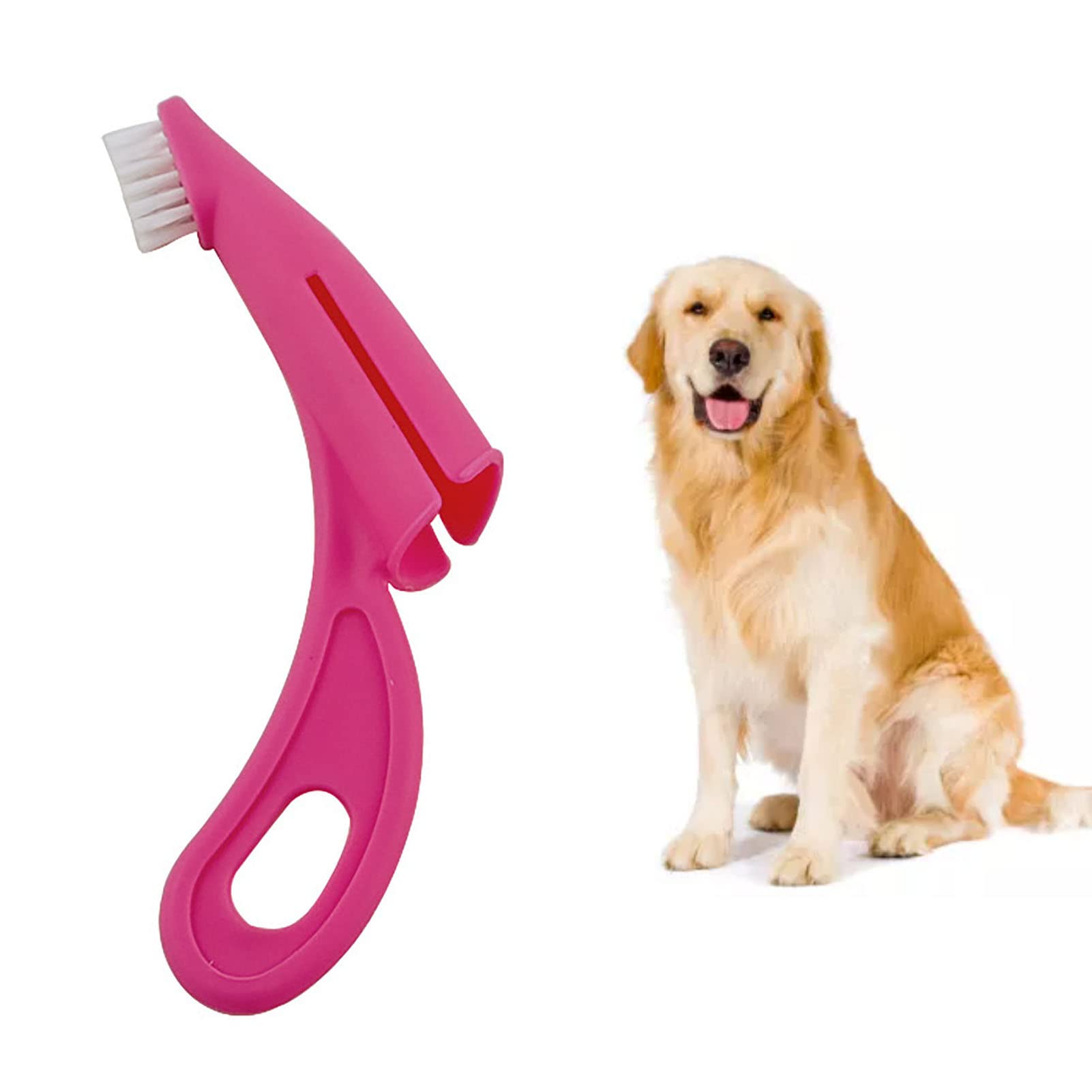 Dog Toothbrush, Tooth Brushing Kit for Dog Teeth Cleaning - Dental Care for Puppies, Cats & Small Pets, Nylon Remove Ergonomic Dog Finger Toothbrush (Red)