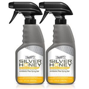 absorbine silver honey hot spot & wound care spray gel (2) 8oz bottles, manuka honey & microsilver bg, medicated for dogs, cats, small animals