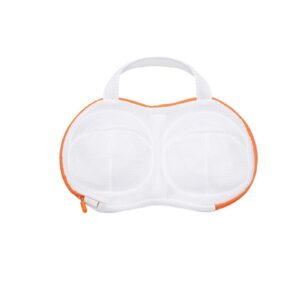 misnode lingerie bag polyester laundry bra meshs bags 13x10 inch 3d cup shape design mesh laundry bag built in 3d cartilage support bra laundry bags for washing machines (orange 2pcs)