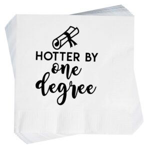 one degree hotter - hotter by one degree set of 50 thick 3 ply graduation napkins, perfect graduation party favors, 2023 graduation decor, grad party, or graduation party favors for guests