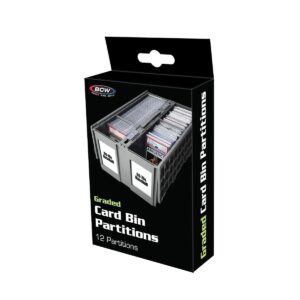 bcw collectible graded card bin partitions - gray | dividers for graded card bins (not standard card bins) | organize your trading card collection | visible sections, adhesive label-friendly