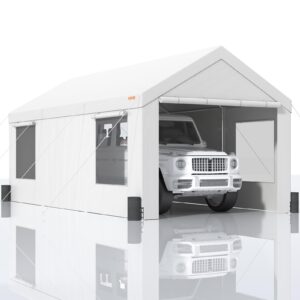 vevor carport, 12x20ft extra large heavy duty car canopy, portable garage with roll-up ventilated windows & removable sidewalls, uv resistant waterproof all-season tarp for suv, f150, car, truck, boat