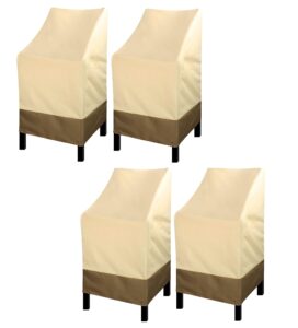 high back beige patio chair covers waterproof heavy duty outdoor bar stool covers stackable beige patio furniture covers set of 4 outside lounge deep seat covers lawn chair covers-beige&brown, 4 pack