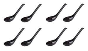 japanbargain 4889, set of 8 chinese soup spoons japanese soup spoons wonton soup spoons rice spoons pho spoons ramen soup spoons dinner spoons, black, 6.5 inch