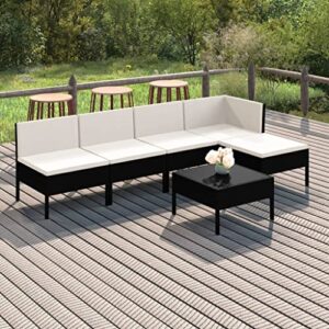 zqqlvoo patio lounge set with cushions,patio furniture sets,patio conversation sets,outdoor furniture sets,for garden,backyard,outdoor,6 piece poly rattan black