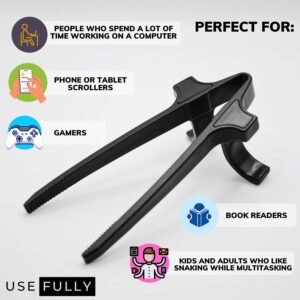 USEFULLY Snack Finger Chopsticks Black, Finger Snacking Chopsticks, Finger Chopsticks for Gamers with Case, Snacking Chopsticks, Finger Chip Chopsticks, Gamer Chopsticks, Gaming Chopsticks