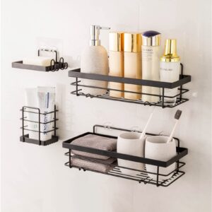 mqafkpu adhesive shower caddy, 4 packs shower organizer inside shower no drilling, bathroom organizer rustproof wall mount shower shelves with for bathroom & kitchen