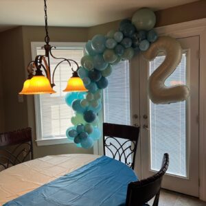 DEAPEICK Slate Blue Balloon Arch Kit,Baby Blue Light Green Balloons for Baby Shower Boy Birthday Party Backdrop Decoration,Pastel Seaside Balloon Garland Arch