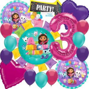 anagram gabbys doll house balloons, party collection, party accessory, multicolor, licensed, 3rd birthday