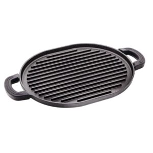 nuwave cast iron grill, 12.42”x10.21” non-stick grilling surface, deep grill ridges, pre-seasoned, stay-cool silicone handles, easy-to-clean,oven safe,stovetop,bbq,fire & smoker,induction-ready,black