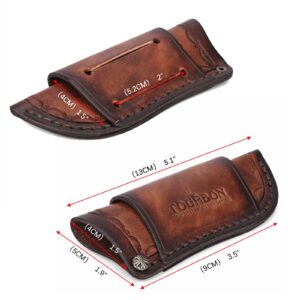 Tourbon 4.3" Pocket Knife Pouch Folding Knife Holster Portable Leather Knives Holder with Belt Loop for Camping Hunting Jungle