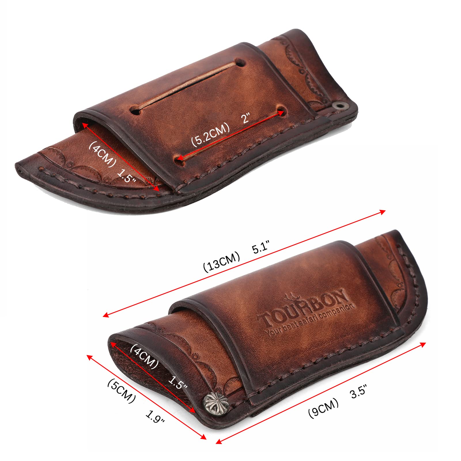 Tourbon 4.3" Pocket Knife Pouch Folding Knife Holster Portable Leather Knives Holder with Belt Loop for Camping Hunting Jungle