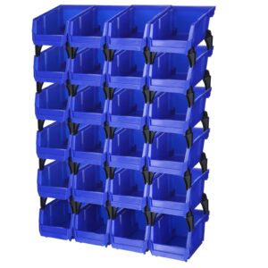 weysat 24 pcs storage bins parts racks, wall mounted tool storage bins, plastic stackable garage storage bin organizer for screws bolts nuts nails beads small hardware parts storage men gift tools