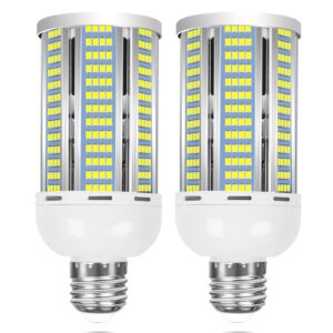 2 pack 400w equivalent led corn light bulb, 6000 lumen 6000k daylight 50w led corn lamp, e26/e27 medium base for indoor garage factory warehouse backyard 85v-265v