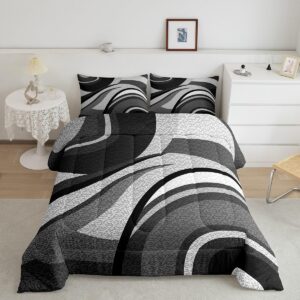 black grey stripes comforter set full size kids geometric comforter set for boys teens geometry abstract art bedding set modern striped art duvet set room decor quilt boys