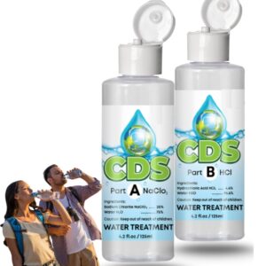 cds set, chlorine dioxide water treatment 8 oz kit, w | accu-drop lids | sodium solution w/ 4% hcl, extra large bottle kit by cds