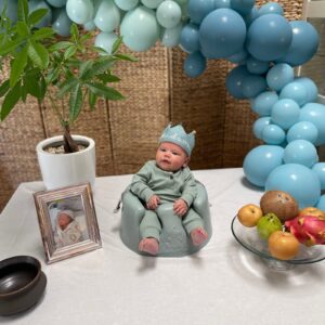 DEAPEICK Slate Blue Balloon Arch Kit,Baby Blue Light Green Balloons for Baby Shower Boy Birthday Party Backdrop Decoration,Pastel Seaside Balloon Garland Arch