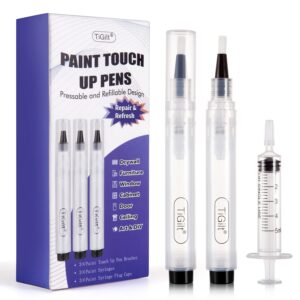 tigilt paint touch up pens pressable fillable touch up paint pens for walls furniture cabinet window door crafts refillable paint pen touch ups kit. easy, ready to use, 3-pack