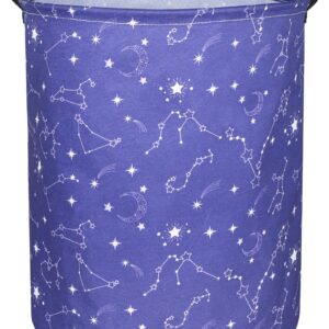 CLOCOR Large Blue Round Laundry Hamper,Kids Toy Storage Basket,Baby Dirty Clothes Nursery Hamper for Boys and Girls,Bedroom,Bathroom,Gift Basket(Starry Sky)