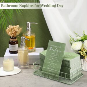 100 Plain Thank You Wedding Napkins Cocktail Beverage Napkins Newlyweds to Family Friends Guests 3 Ply Facial Tissues Napkins Pack Wedding Shower Engagement Rehearsal Dinner Party Supply (Sage Green)