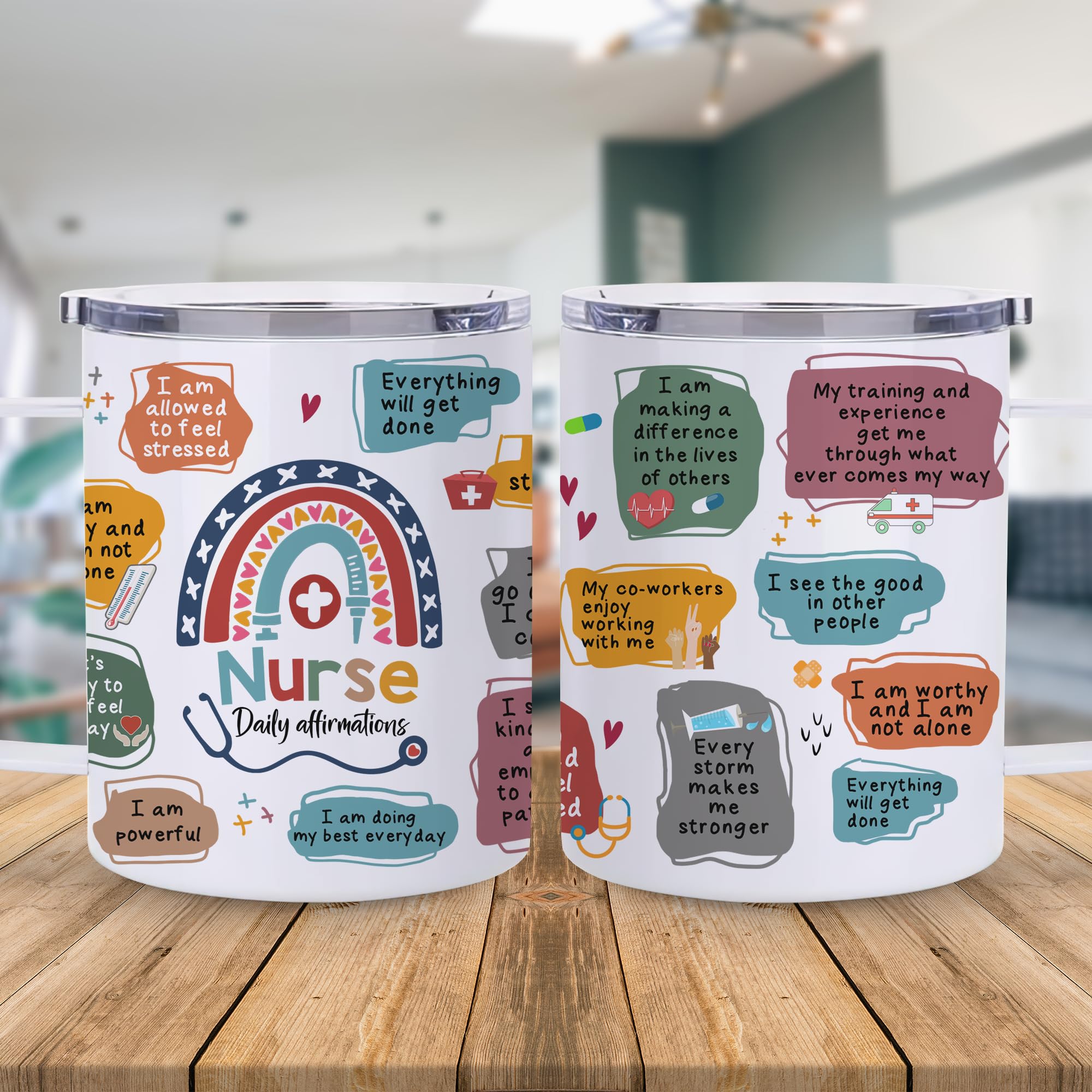 Hyturtle Nurse Daily Affirmation Gifts For Nurses Women Coffee Tumbler Cup Mug Stainless Steel 12oz, Nursing School Gifts, Nurses Week Gifts, Nurse Graduation Gift On Birthday Christmas, Nurse Day