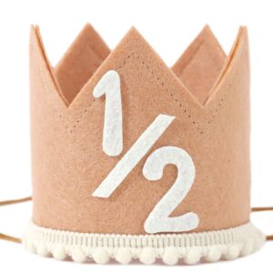 half birthday crown - brown crown for baby's six months birthday party, girls/boys party decorations