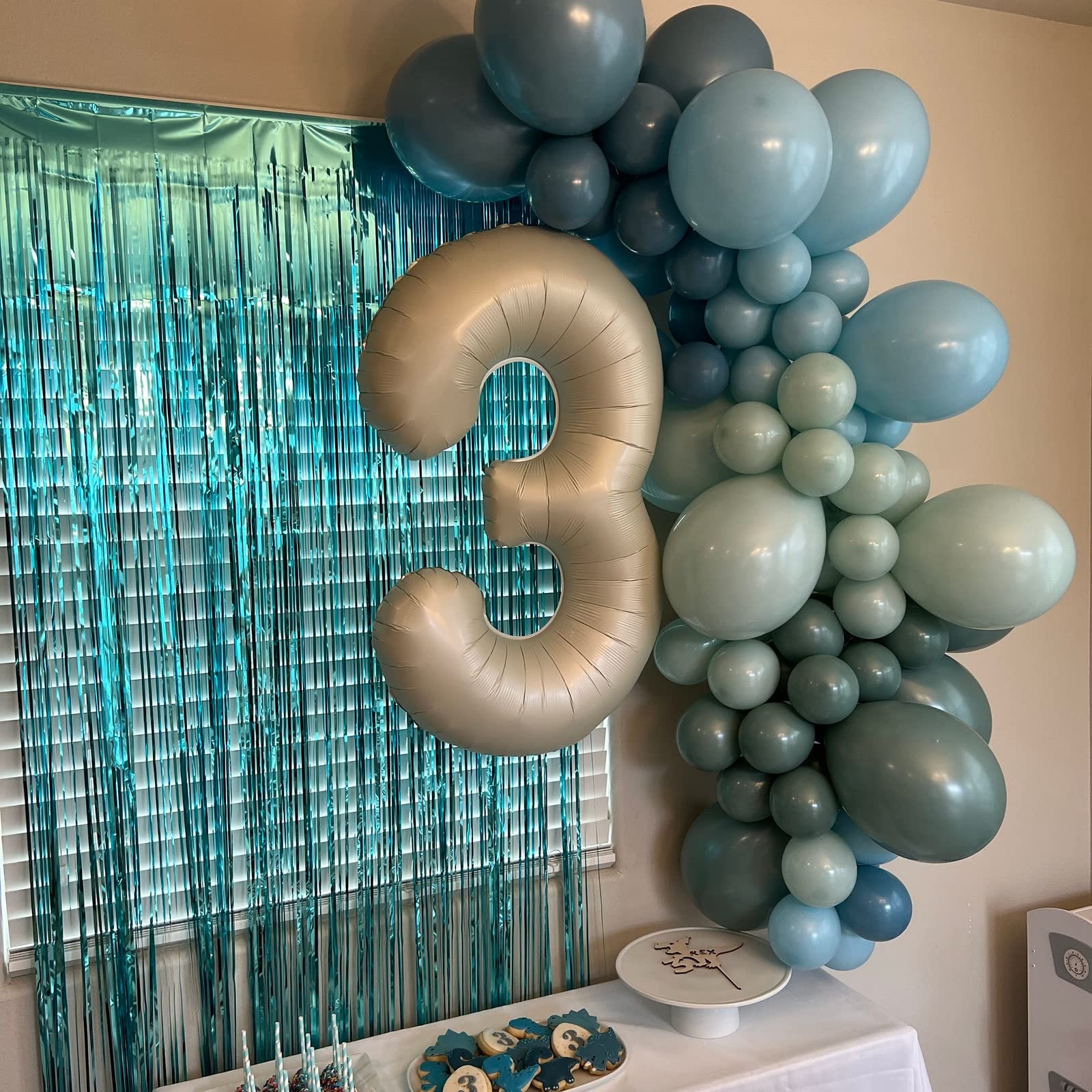 DEAPEICK Slate Blue Balloon Arch Kit,Baby Blue Light Green Balloons for Baby Shower Boy Birthday Party Backdrop Decoration,Pastel Seaside Balloon Garland Arch