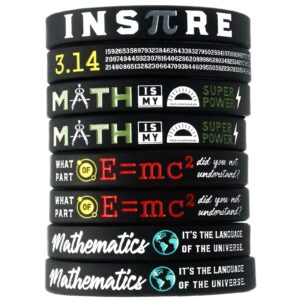 giftphoria assorted math bracelets (12pcs) - math gifts in bulk for students and teachers - educational party favors, classroom prizes and awards for math graduates, mathletes and math lovers