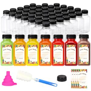 moretoes 64pcs 8oz juice bottles, juice bottles with tamper evident caps, reusable juicing bottles bulk for juice milk smoothie and other beverages