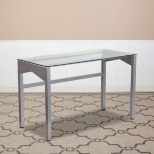 emma + oliver desk with clear tempered glass top