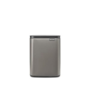 brabantia small bo trash can 1.8 gal - easy open, soft closing lid, hygienic, space efficient - for bathroom, home office, bedroom - platinum - lwh 9.5 x 8.2 x 12.5