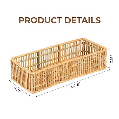 Xavia Handicrafts Rattan Woven Bathroom Organizers and Storage | Woven Over Toilet Paper Holder for Bathroom Countertop Organizing | Diaper Caddy Accessories for Bathroom Shelves Over Toilet