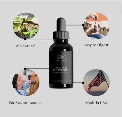 Nature's Helping Hands Premium Hemp Oil for Dogs Cats – Organic Drops for Stress Allergy Pain Relief & seizures – Calming Treats for Joint & Hip Arthritis