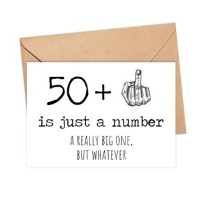 51st Birthday Card - 51 Is Just A Number A Really Big One But Whatever - 51 Year Old Birthday Card - Funny Birthday - Rude 51st Birthday Card - 50 + Middle Finger - Snarky Humor - Funny Adult Card