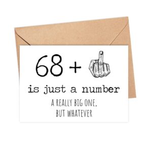 69th Birthday Card - 69 Is Just A Number A Really Big One But Whatever - 69 Year Old Birthday Card - Funny Birthday - Rude 69th Birthday Card - 68 + Middle Finger - Snarky Humor - Funny Adult Card