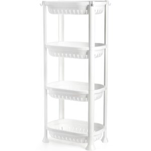 okllen 4 tier shower organizer stand, 14"lx9.8"wx32"h standing shower caddy, plastic shower storage rack stands shelf organizer for bathroom, bathtub, shower pan, bath accessories, kitchen countertop