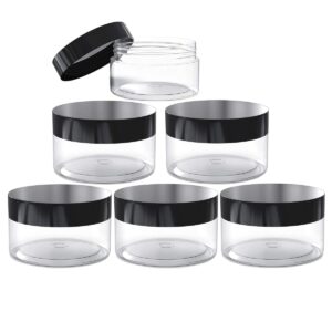 jinen 6 pack 4oz empty slime containers, refillable plastic slime jars with lids and labels clear storage organizers for diy slime, jewelry, food and beauty products, bpa free