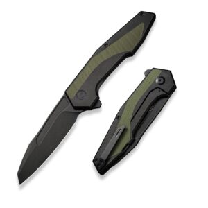 civivi folding pocket knife for edc, frame lock knife with 3.7" 14c28n blade, steel with od green g10 handle, gustavo t. cecchini hypersonic flipper knife for men gift collection c22011-1