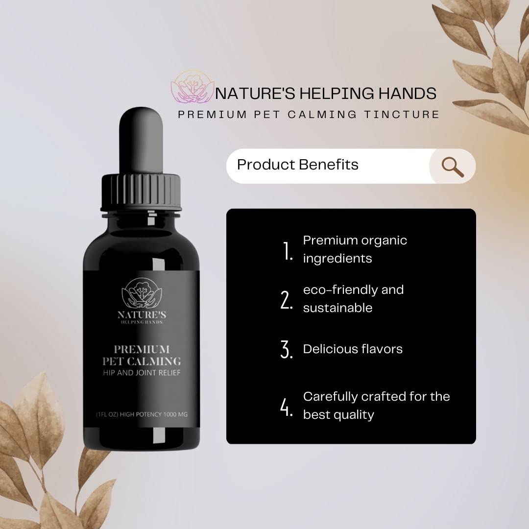 Nature's Helping Hands Premium Hemp Oil for Dogs Cats – Organic Drops for Stress Allergy Pain Relief & seizures – Calming Treats for Joint & Hip Arthritis