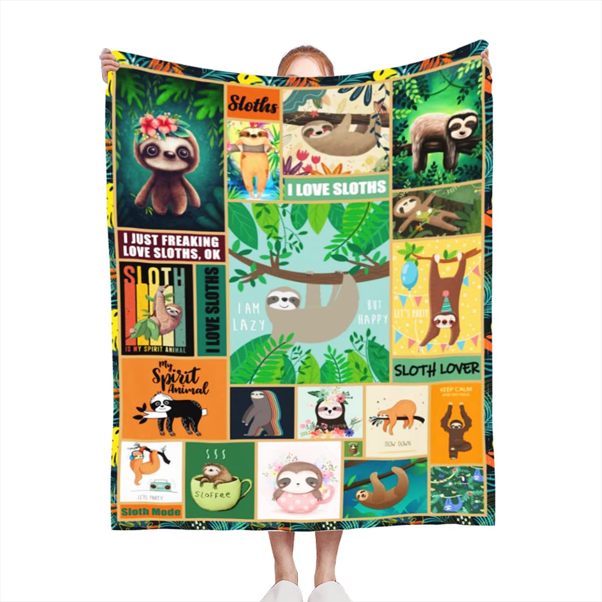 Sloth Gifts Blanket Sloth Blanket Super Soft Warm Flannel Throw Blankets for Couch Sofa Sloth Gifts for Kids (50x40in)