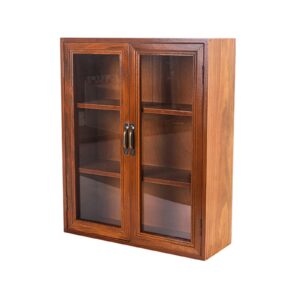 rzgzklsh vintage countertop cabinet14.5"x5.2"x18"medicine cabinet,display case with plexiglass door,kitchen cabinets with drawers,spice cabinet,apothecary cabinet,organization and storage (brown)