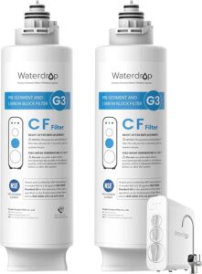 waterdrop wd-g3-cf filter, replacement for wd-g3-w, wd-g3p600 and wd-g3p800-w reverse osmosis system, 6-month lifetime, 2-pack