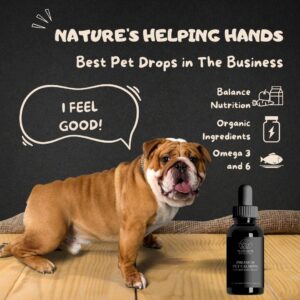 Nature's Helping Hands Premium Hemp Oil for Dogs Cats – Organic Drops for Stress Allergy Pain Relief & seizures – Calming Treats for Joint & Hip Arthritis