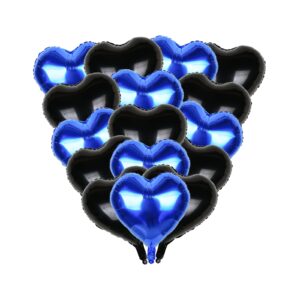 mefuny 18inch royal blue black heart shaped foil mylar balloons for birthday party wedding valentine's day baby shower decoration(18 pack)