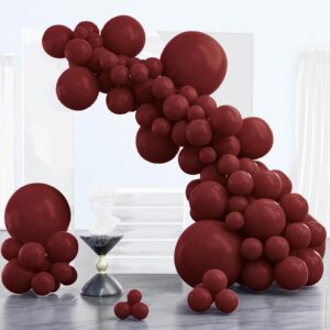 partywoo burgundy balloons, 85 pcs wine red balloons different sizes pack of 18 inch 12 inch 10 inch 5 inch maroon balloons for balloon garland or balloon arch as birthday party decorations, red-y62