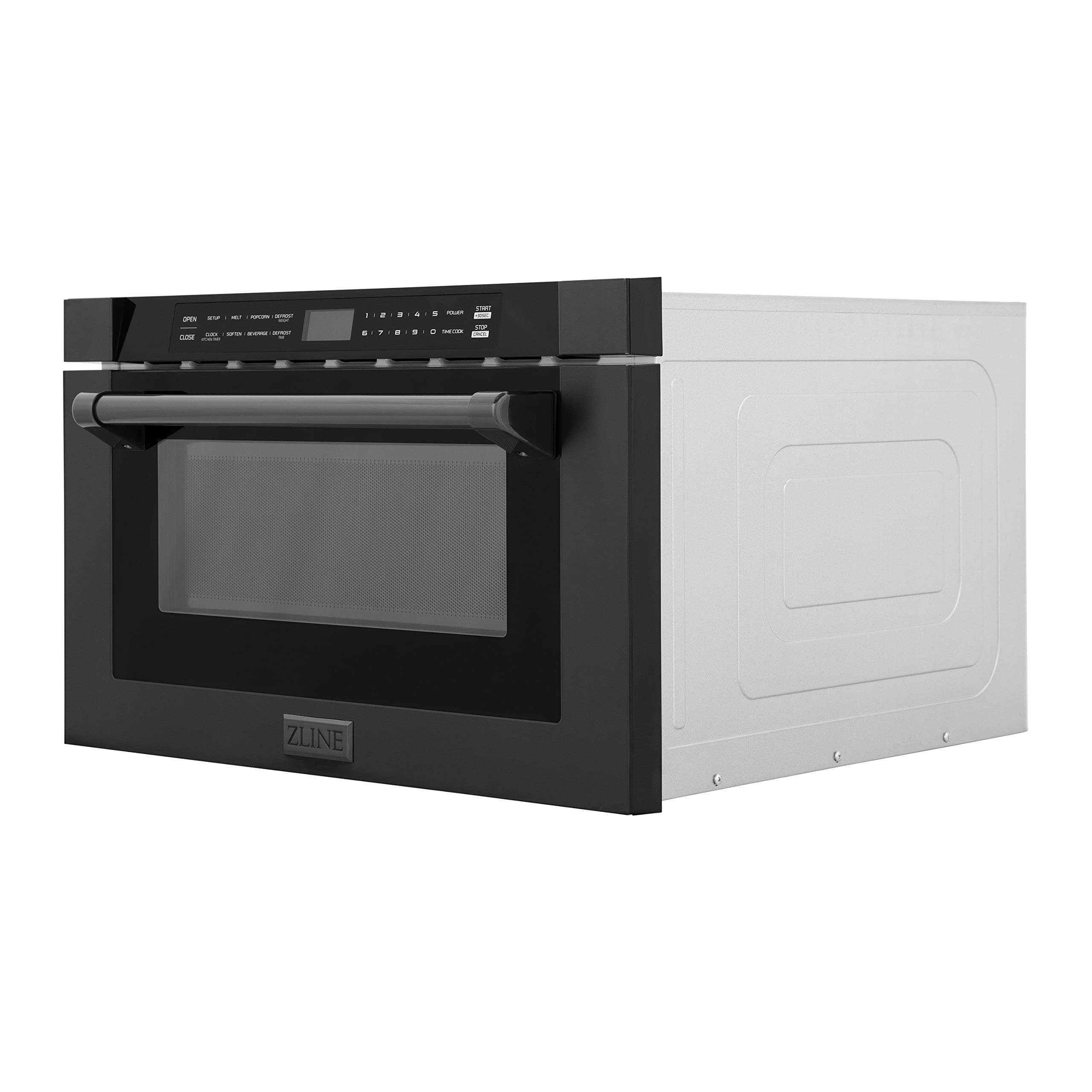 ZLINE 24" 1.2 cu. ft. Built-in Microwave Drawer with a Traditional Handle in Black Stainless Steel